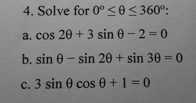 Solved 4. Solve for 0°