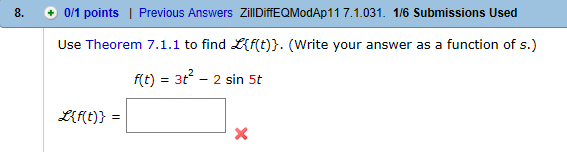 Solved 8. 0/1 points | Previous Answers ZillDiffEQModAp11 | Chegg.com