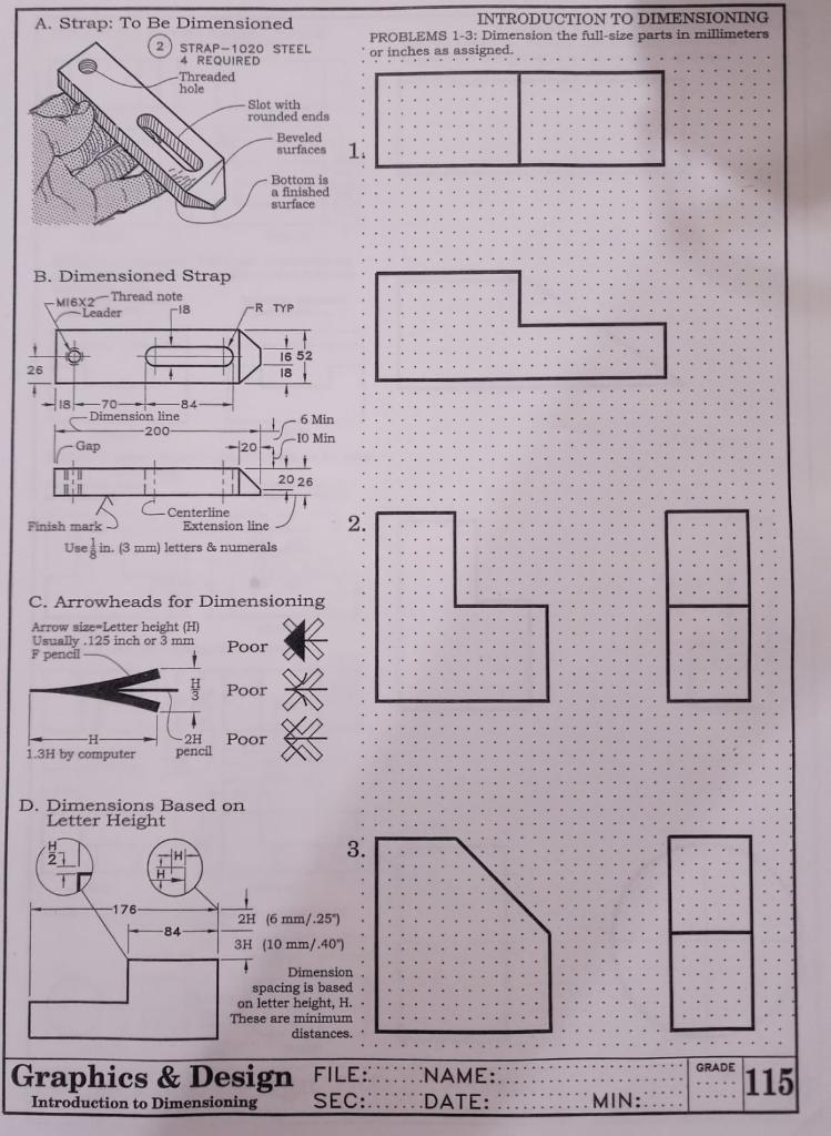 DIMESION THE FULL SIZE PARTS IN MILLIMETERS OR INCHES | Chegg.com
