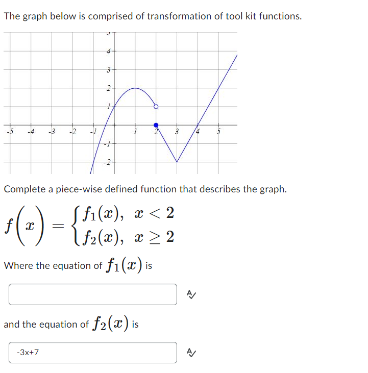 Solved Complete a piece-wise defined function that describes | Chegg.com