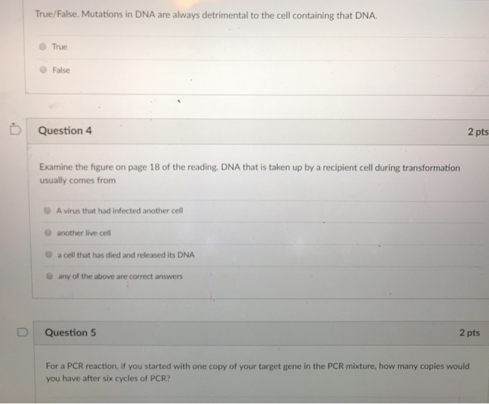 Solved True/False. Mutations in DNA are always detrimental | Chegg.com