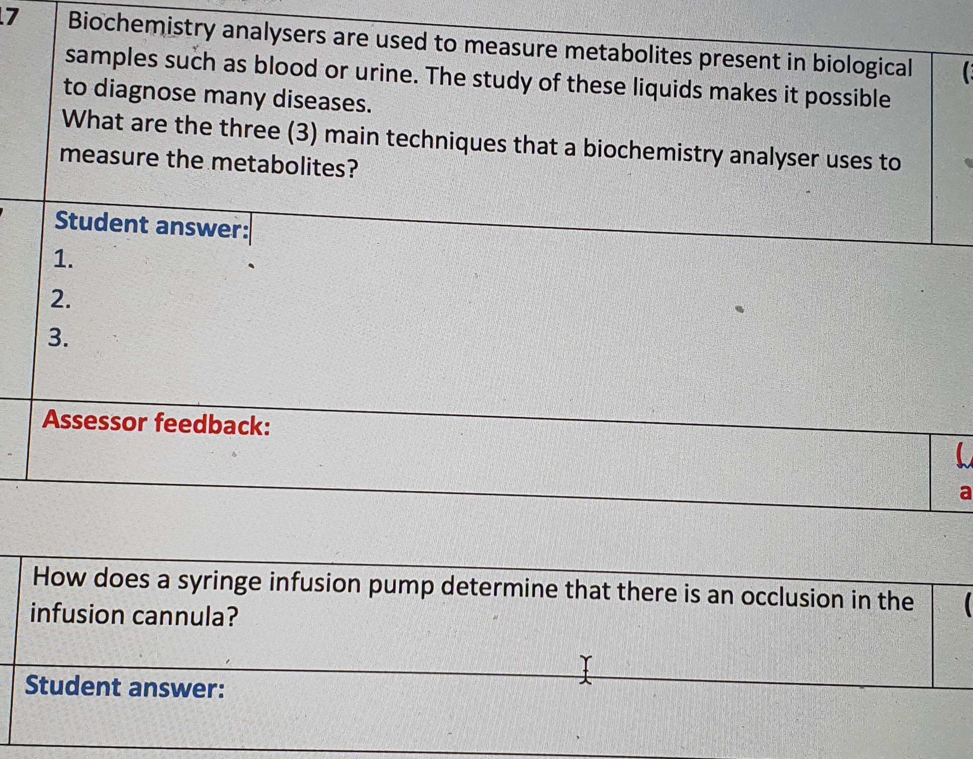 Solved 17 Biochemistry analysers are used to measure | Chegg.com