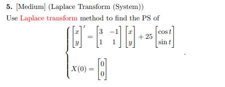 [Medium] (Laplace ﻿Transform (System))Use Laplace | Chegg.com