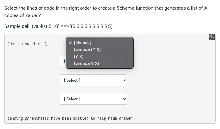Solved Select the lines of code in the right order to create | Chegg.com
