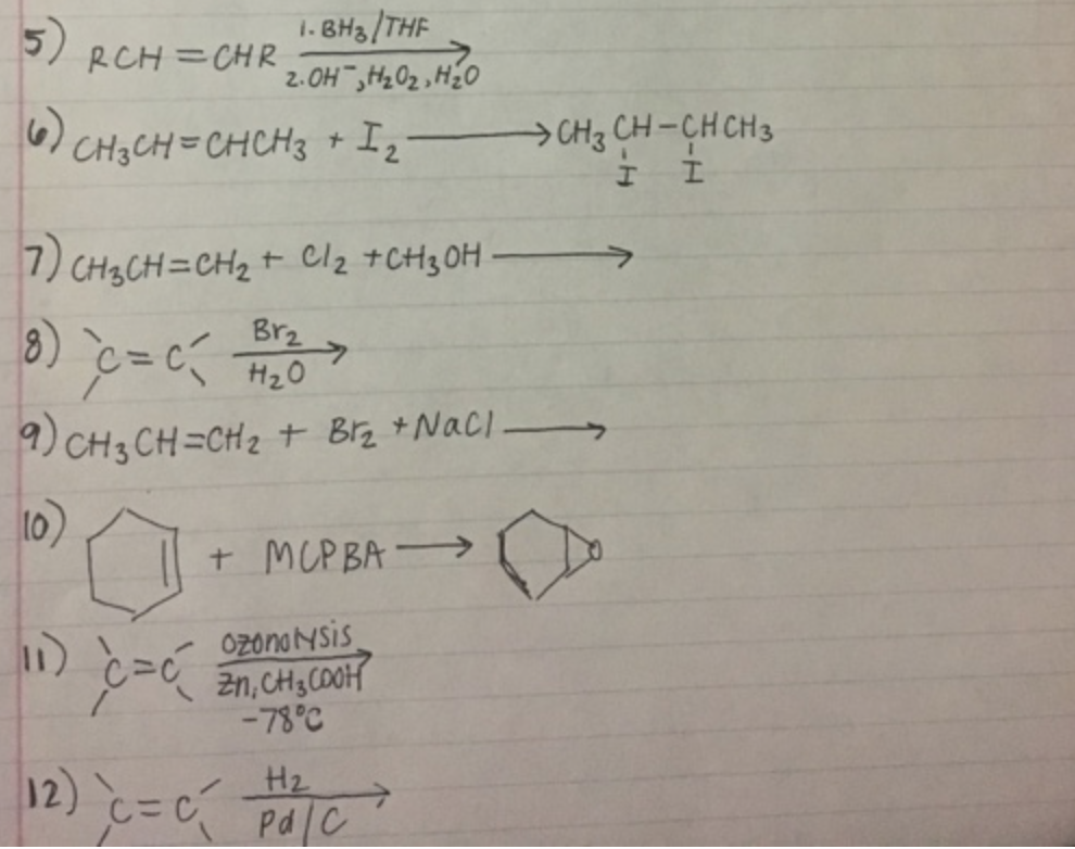 Solved RCH?CHR i.BHs/THF 12?CH3OH????? Br2 S H20 10) 75? | Chegg.com