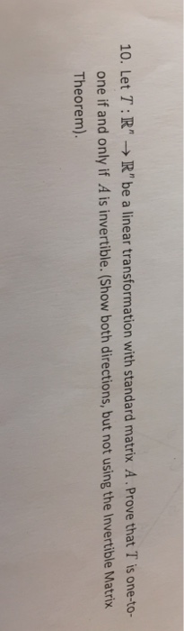 Solved Let T: R^n rightarrow R^n be a linear transformation | Chegg.com
