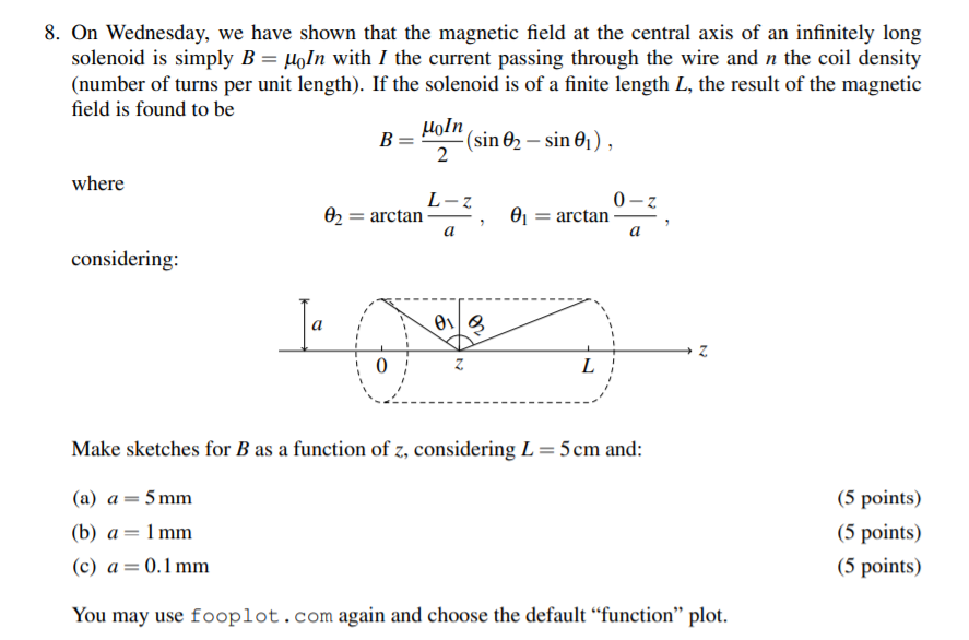 Solved 8. On Wednesday, we have shown that the magnetic | Chegg.com