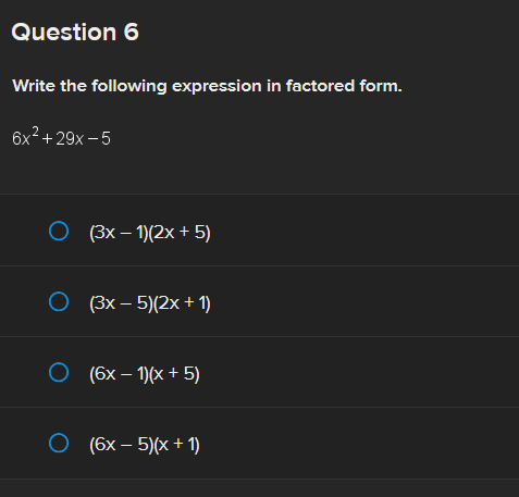 Solved Question 6Write the following expression in factored | Chegg.com