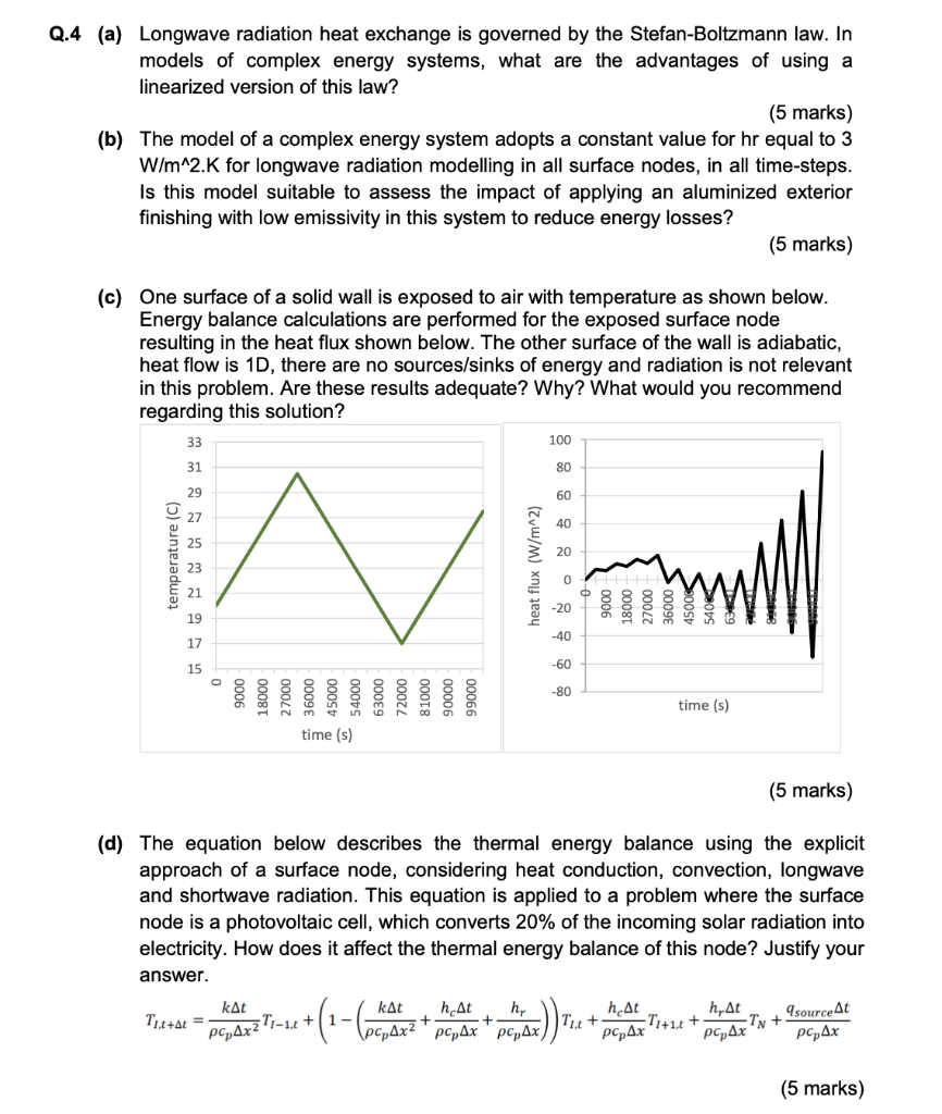 Solved Q.4 (a) Longwave radiation heat exchange is governed | Chegg.com
