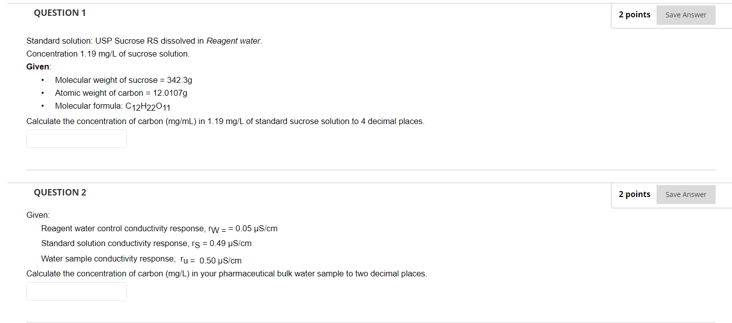 Solved Standard solution: USP Sucrose RS dissolved in | Chegg.com