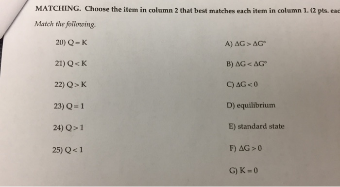Solved MATCHING. Choose the item in column 2 that best | Chegg.com