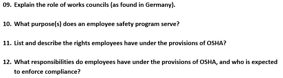 Solved 09. Explain the role of works councils (as found in | Chegg.com