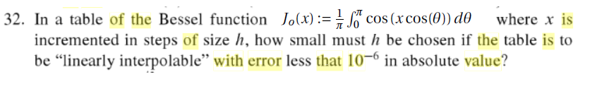 Solved 32. In a table of the Bessel function | Chegg.com