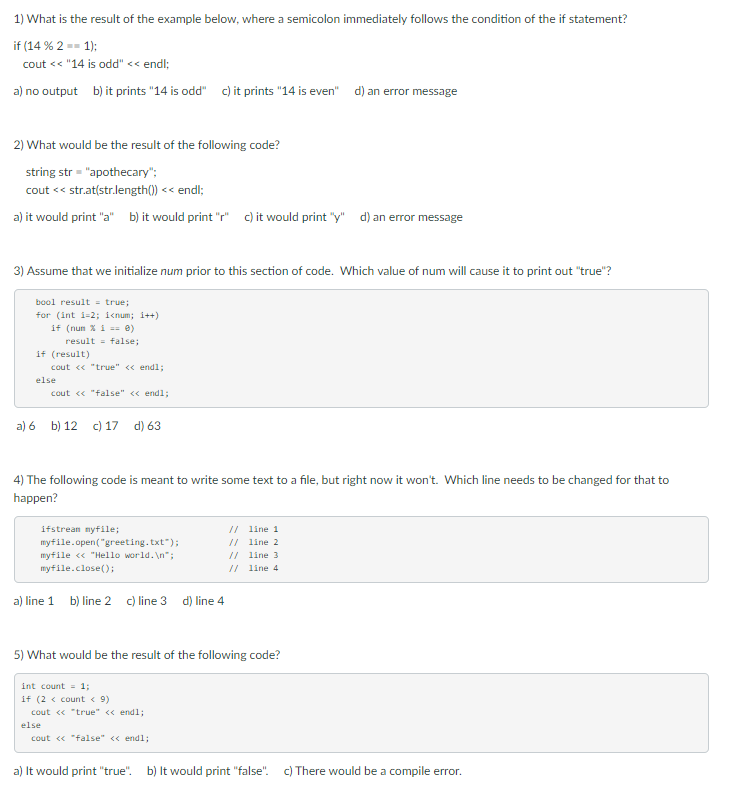 Solved 1) What is the result of the example below, where a | Chegg.com