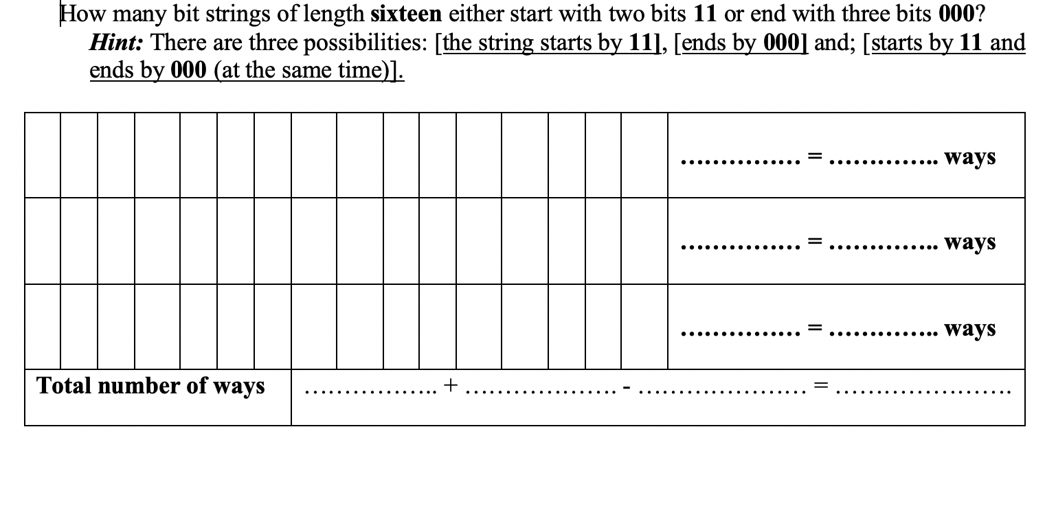 How many bit strings of length sixteen either start | Chegg.com