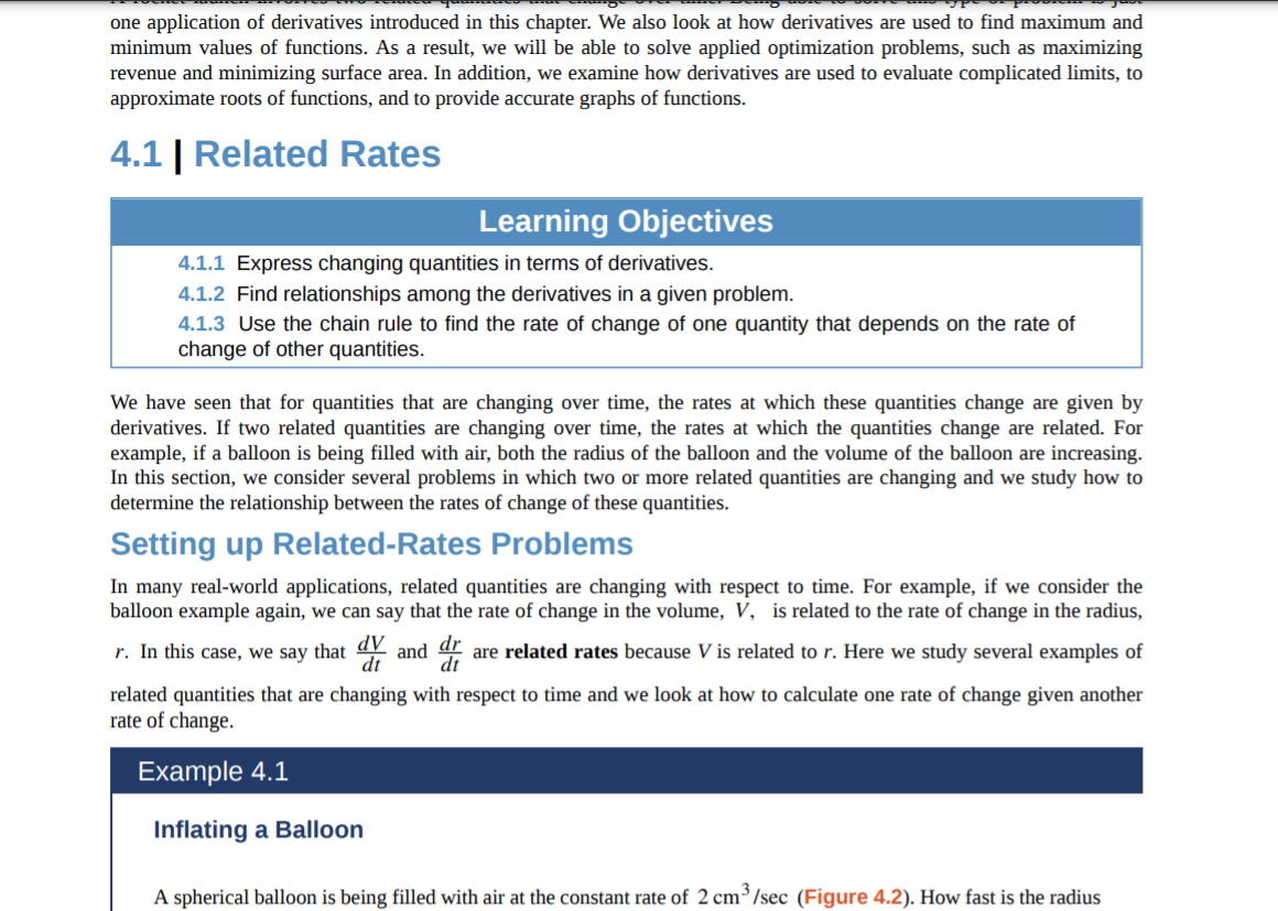 Solved On the topic of Relates Rates, review example 4.1 of | Chegg.com