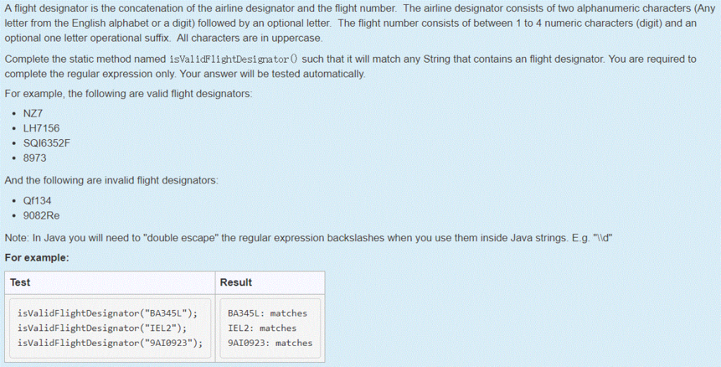 Solved A flight designator is the concatenation of the | Chegg.com