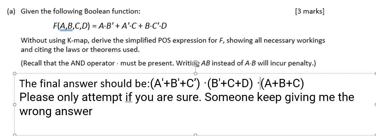 Solved (a) Given the following Boolean function: [3 marks) | Chegg.com
