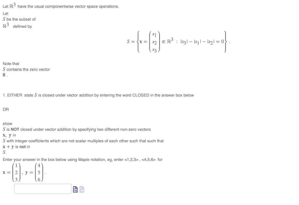 Solved Let R3 have the usual componentwise vector space | Chegg.com