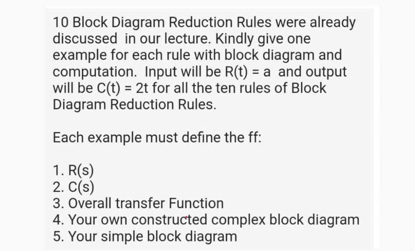10 Block Diagram Reduction Rules were already | Chegg.com