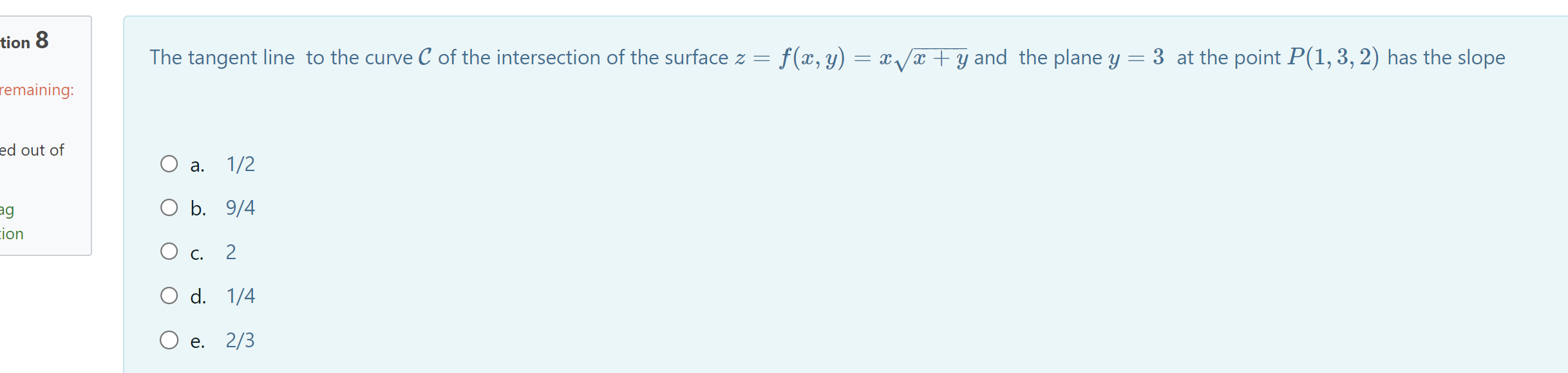 Solved The tangent line to the curve C of the intersection | Chegg.com