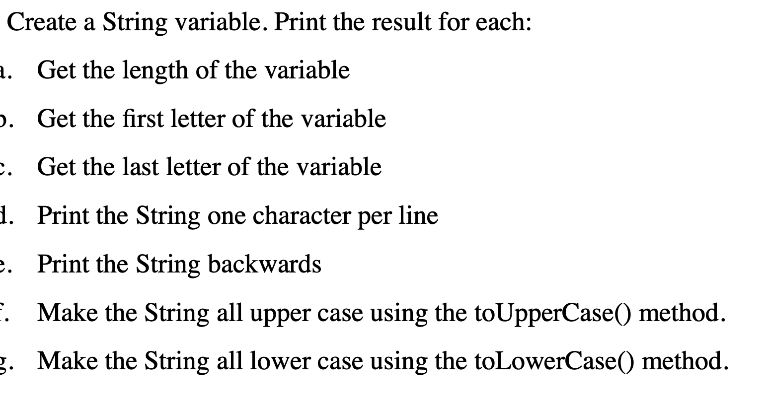 Solved Create A String Variable Print The Result For Each 3772
