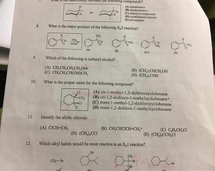 Solved Which of the following alkyl chlorides will undergo | Chegg.com