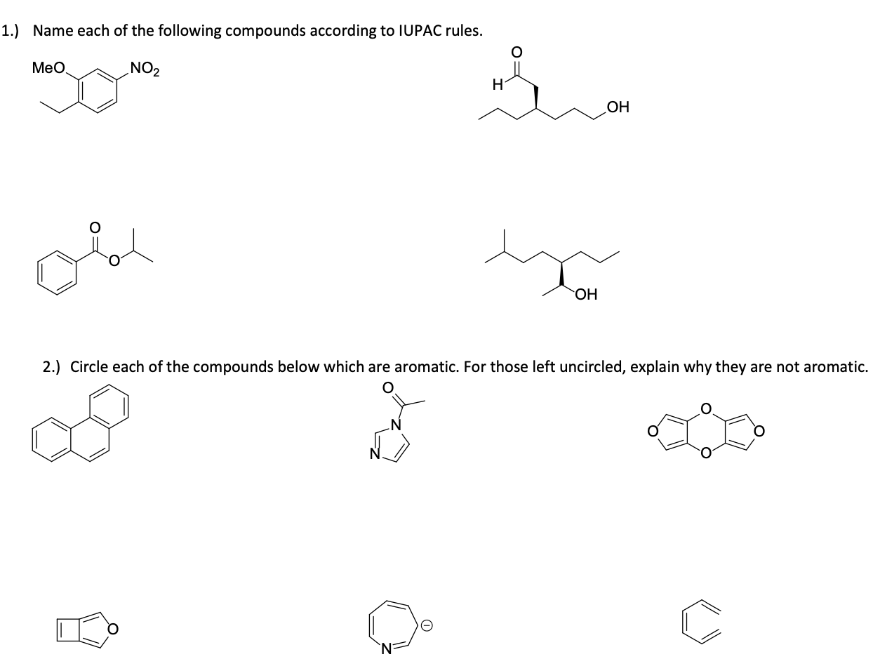 Solved Name each of the following compounds according to | Chegg.com