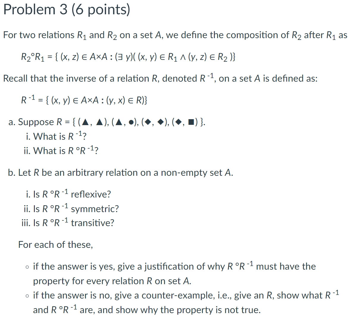 Solved For two relations R1 and R2 on a set A, we define the | Chegg.com