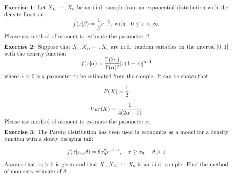 Solved Exercise 1: Let X1, ..., Xn be an i.i.d. sample from | Chegg.com Solved Exercise 1: Let X1, ..., Xn be an i.i.d. sample from | Chegg.com