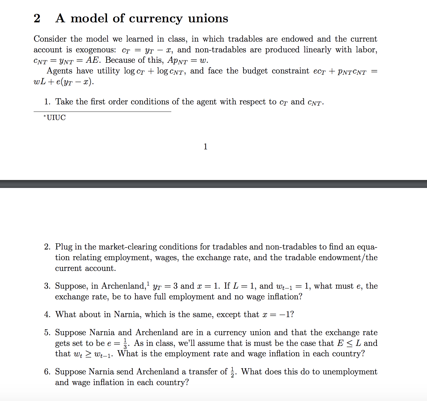 2 A model of currency unions Consider the model we | Chegg.com