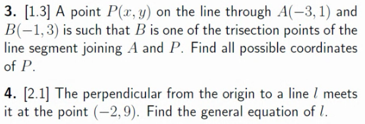 Solved 3. (1.3] A point P(x, y) on the line through A(-3,1) | Chegg.com