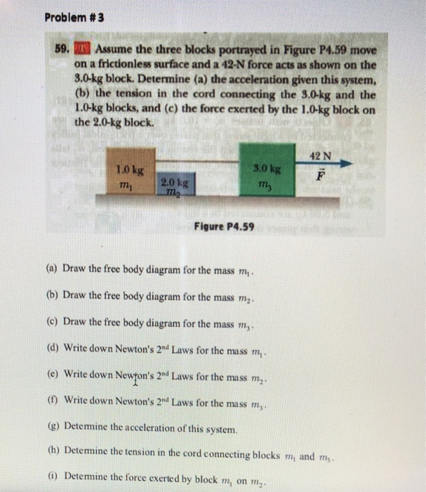 Solved Problem # 3 59·m Assume the three blocks portrayed in | Chegg.com