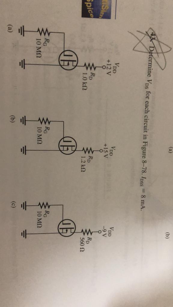 Solved (a) (b) 43. Determine Vps for each circuit in Figure | Chegg.com