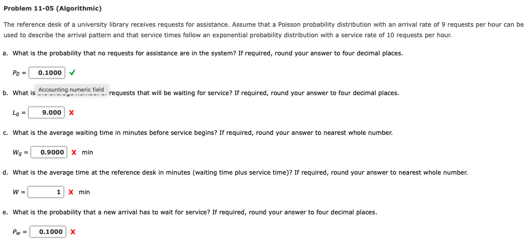 Solved Problem 11-05 (Algorithmic) The reference desk of a | Chegg.com