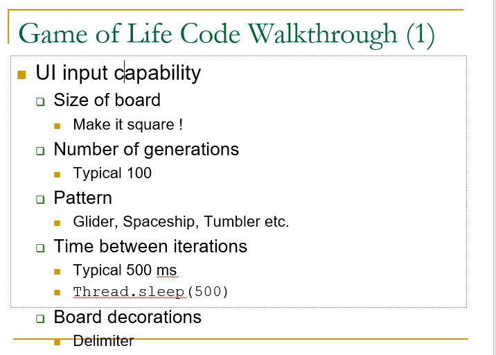 Game of Life Code Walkthrough (1) Ul input capability | Chegg.com