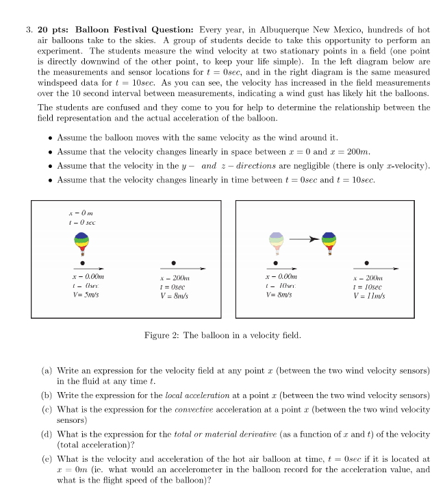 Balloon Problem - Looking for velocity, | Chegg.com