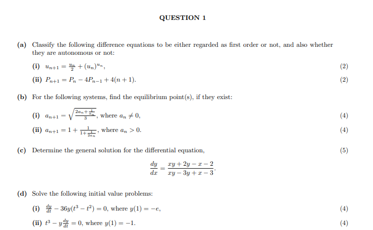 Solved (a) Classify the following difference equations to be | Chegg.com