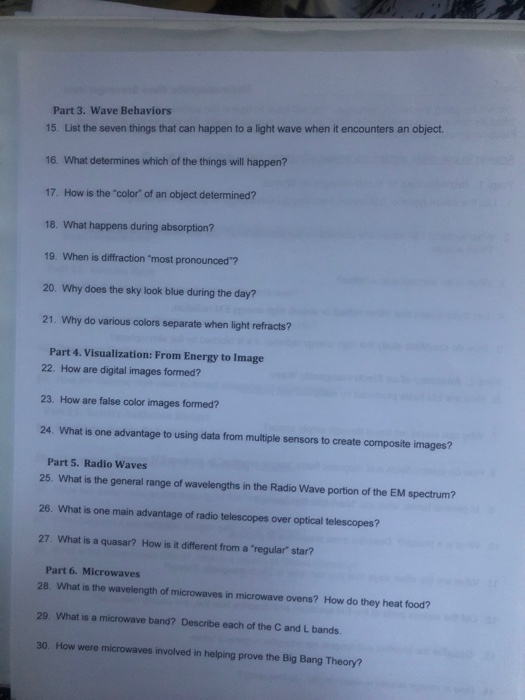 Solved Electromagnetic wave scavenger hunt. Need help with | Chegg.com