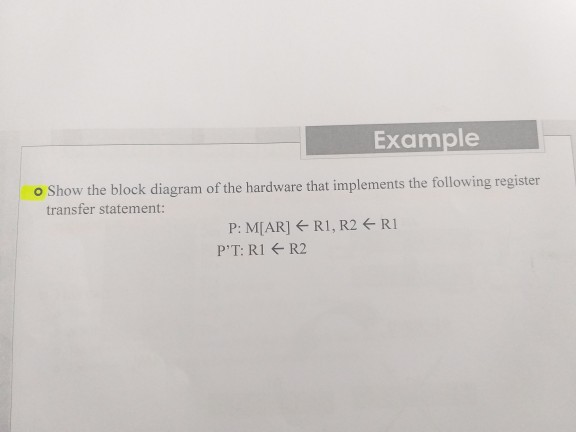 Solved Example o Show the block diagram of the hardware that | Chegg.com