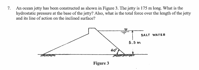 Solved 7. An ocean jetty has been constructed as shown in | Chegg.com