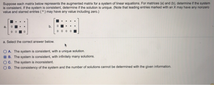 Solved Suppose Each Matrix Below Represents The Augmented