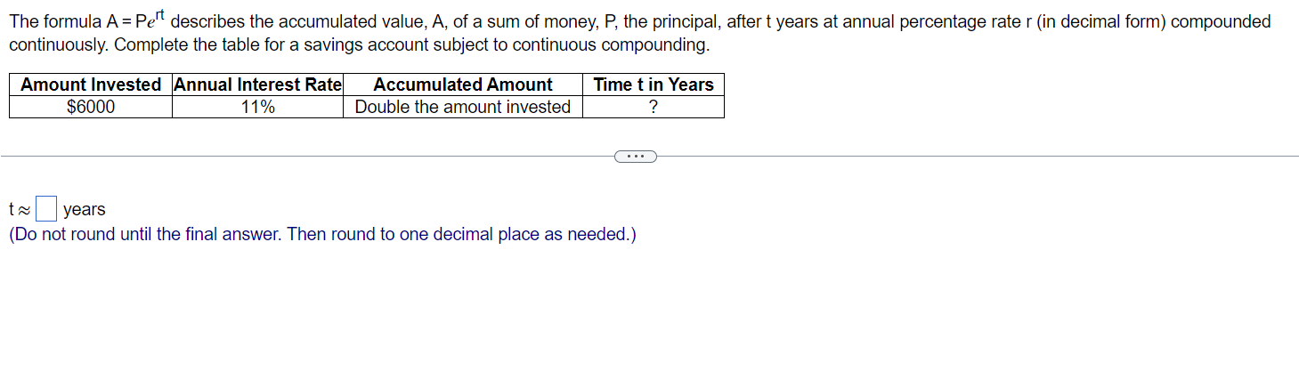 Solved The formula A=Pert describes the accumulated value, | Chegg.com