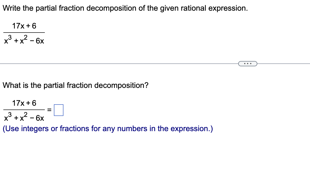 Solved Write The Partial Fraction Decomposition Of The Given