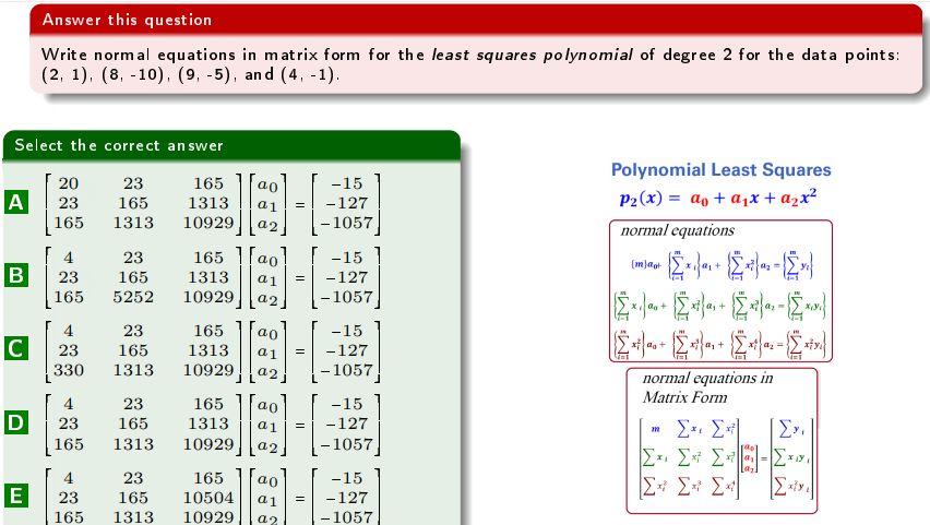 Solved Answer this question Write normal equations in matrix | Chegg.com