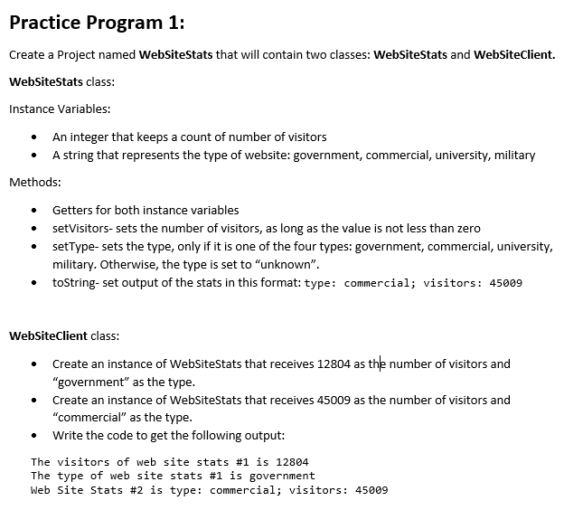 Solved Practice Program 1: Create a Project named | Chegg.com