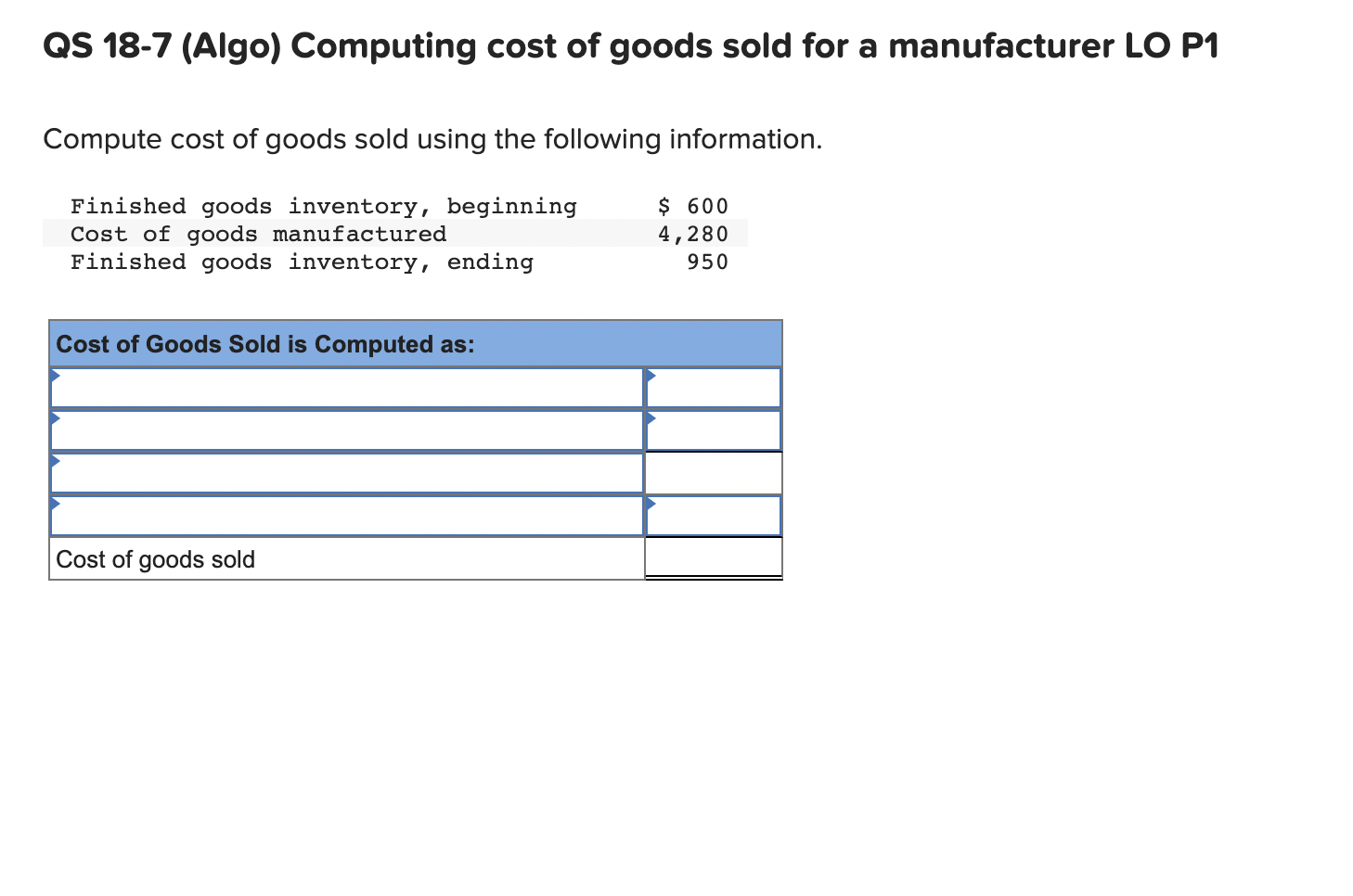 Solved QS 18-7 (Algo) Computing cost of goods sold for a | Chegg.com