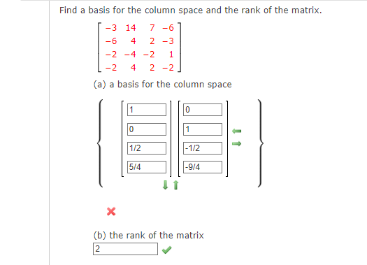 Solved Find a basis for the column space and the rank of the | Chegg.com