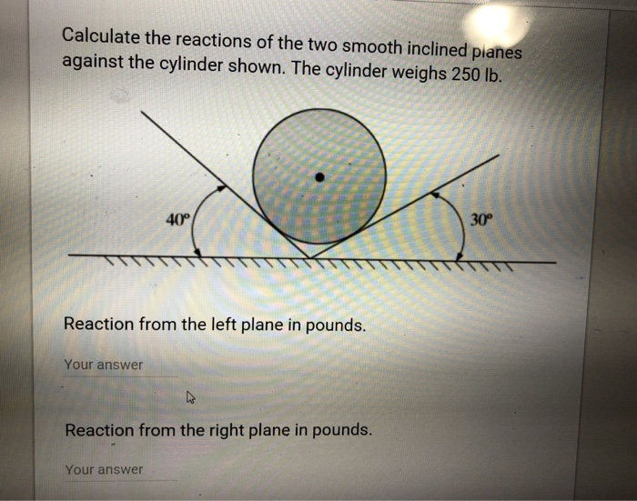 Solved Calculate the reactions of the two smooth inclined | Chegg.com
