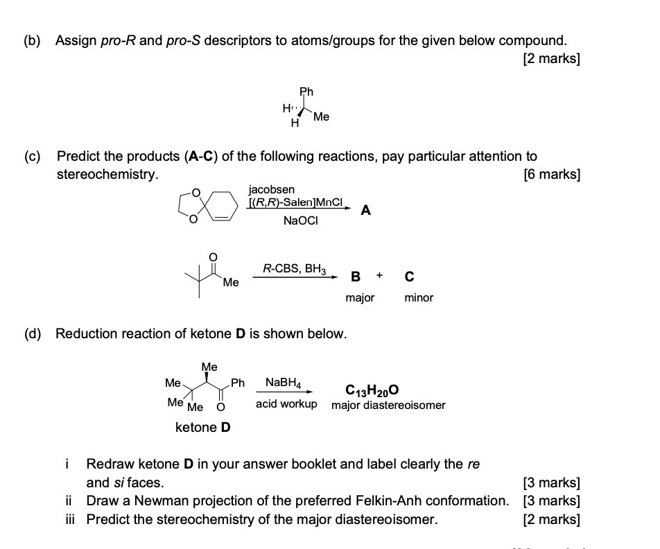 Solved (b) Assign pro-R and pro-S descriptors to | Chegg.com